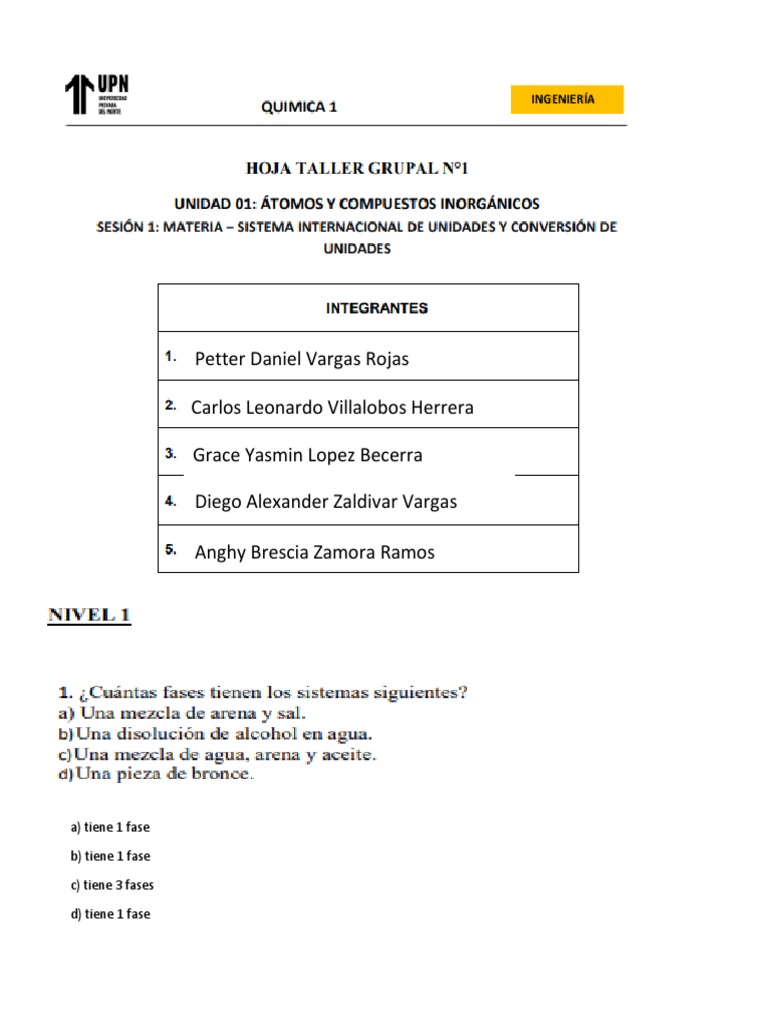 Taller Grupal Semana N°1 | PDF