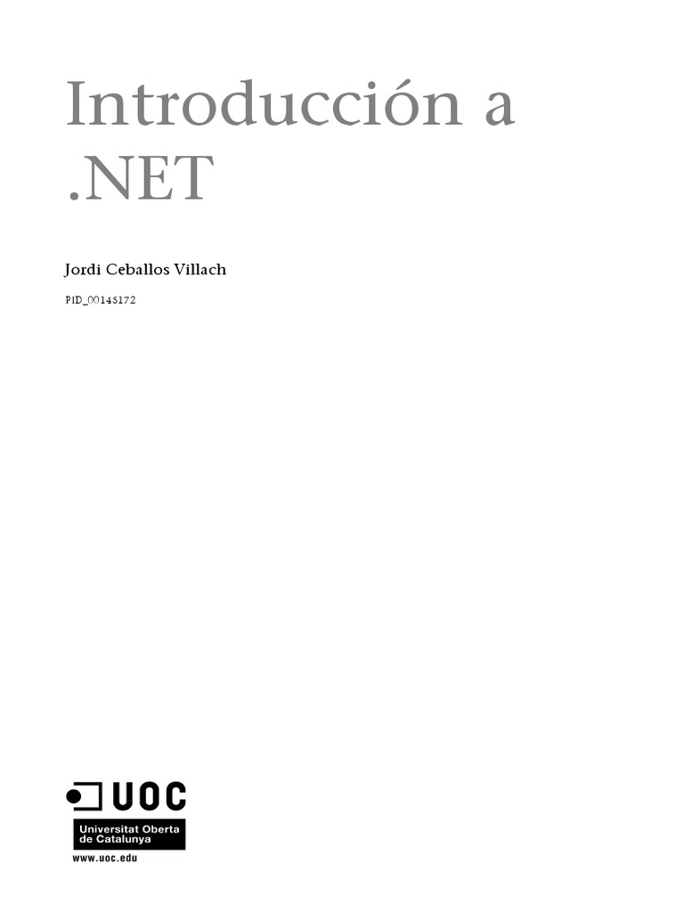Introduccion A NET Jordi Ceballos Villac | PDF | .NET Framework | C Sharp (lenguaje de programación)
