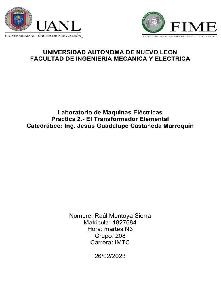 Practica 2 Maquinas Eléctricas Fime Descargar Gratis Pdf Inductor