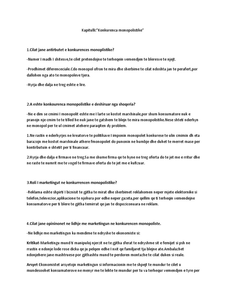 Konkurrenca Monoplistike | PDF