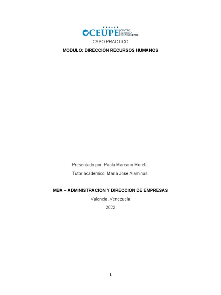 Caso Practico - Informe Recursos Humanos | PDF | Gestión de recursos humanos | Sicología