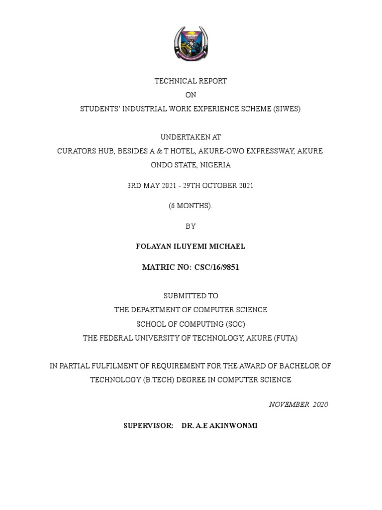 FUTA Internship Report PDF | PDF | World Wide Web | Internet & Web