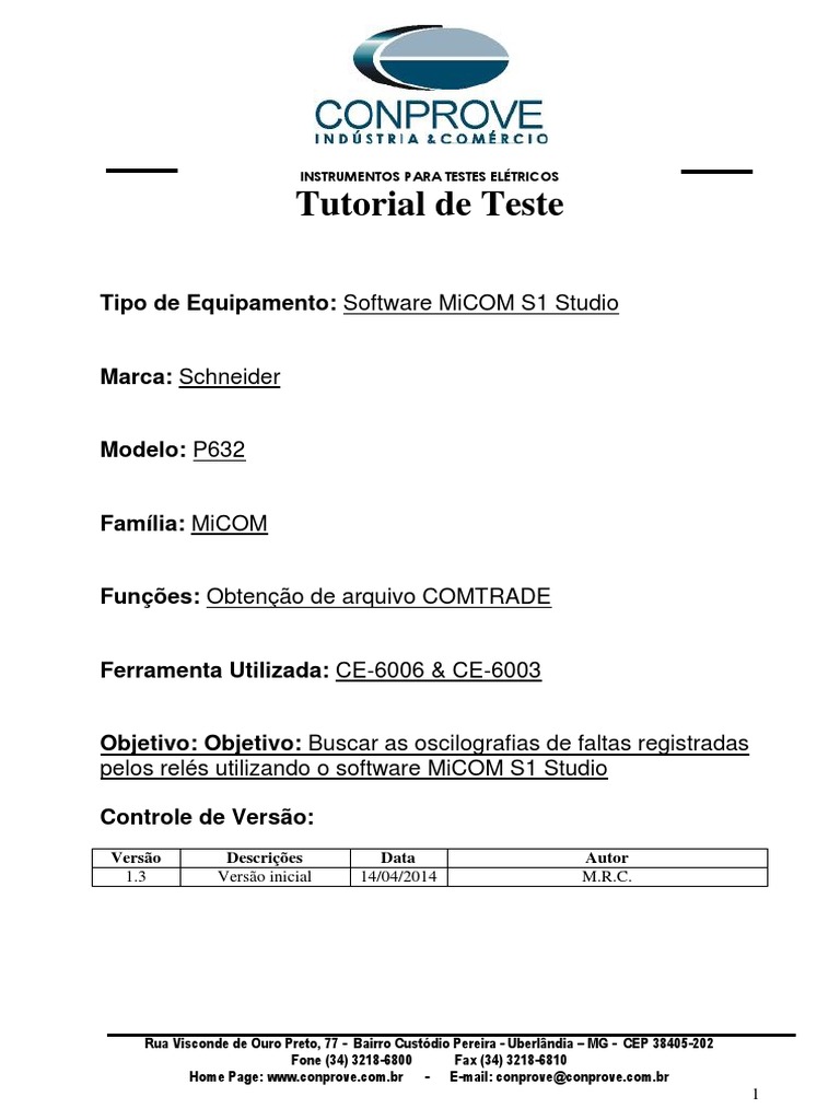Tutorial Teste Rele Schneider MiCOM P632 COMTRADE CE600X | PDF | Relé ...
