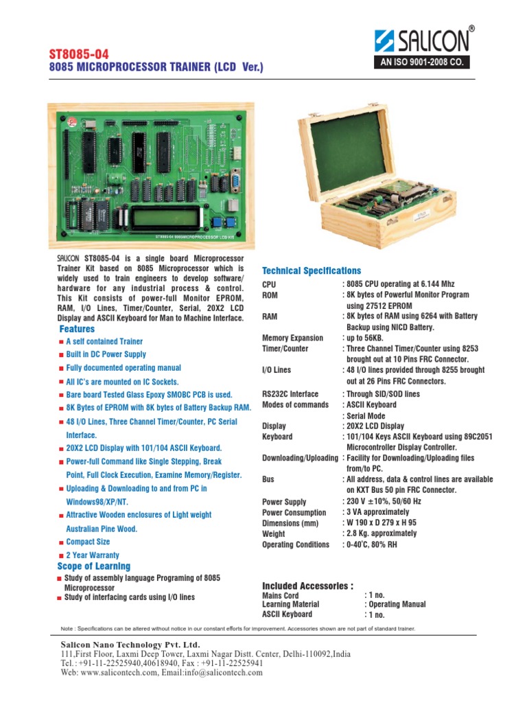 8085 Microprocessor Trainer LCD Ver st808504 | PDF | Microcontroller ...