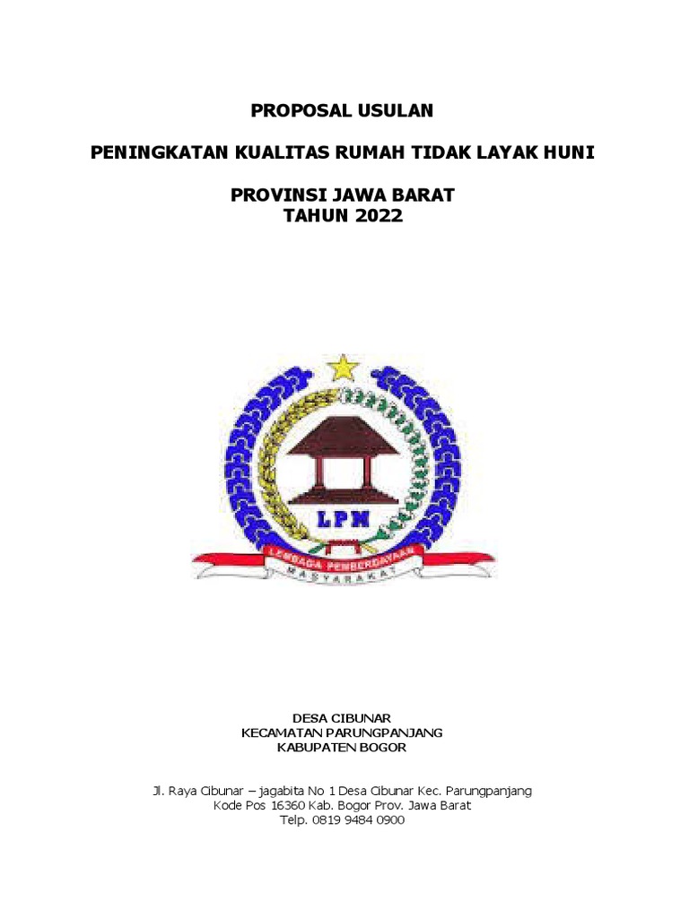 Proposal Usulan RTLH Cibunar | PDF