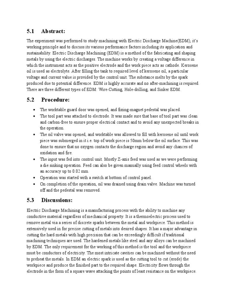 Lab Report EDM | Download Free PDF | Machining | Business Process