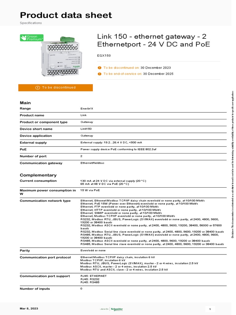EcoStruxure Link150 - EGX150 | PDF | Network Protocols | Internet Protocols