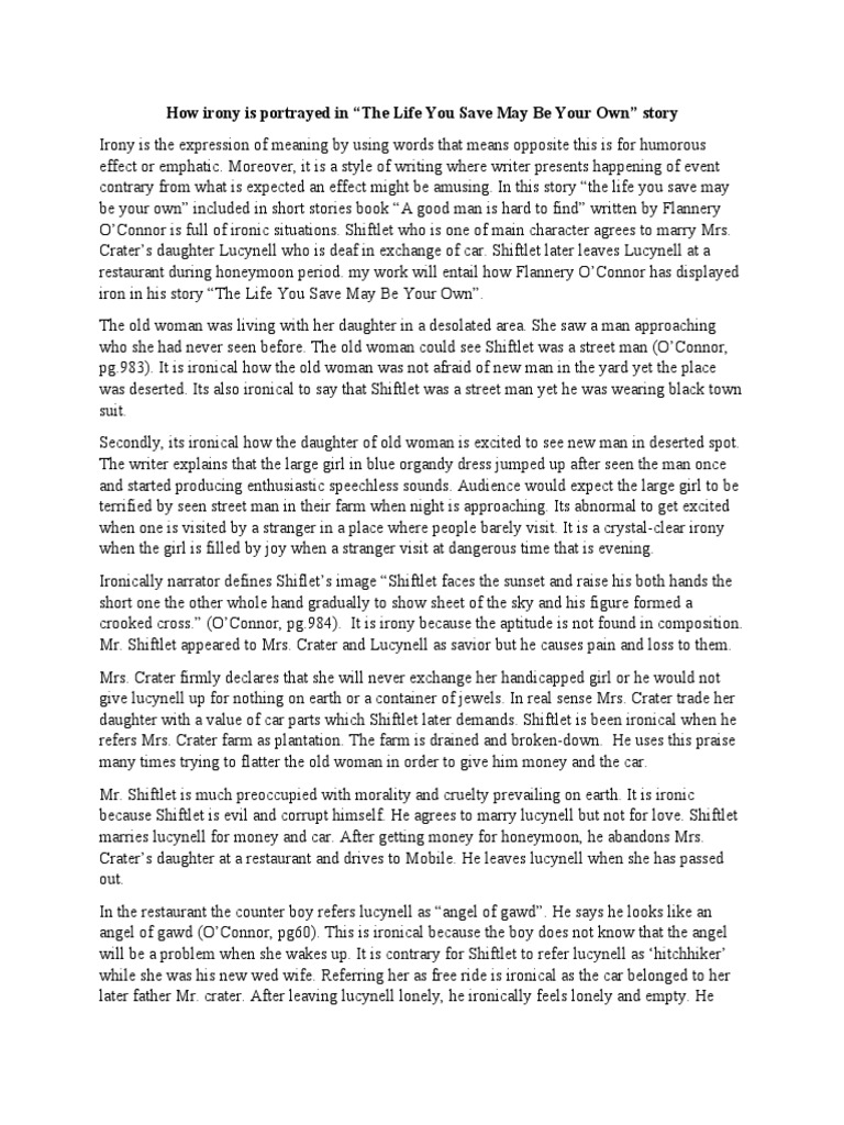 Irony in The Life You Save May Be Your Own | PDF