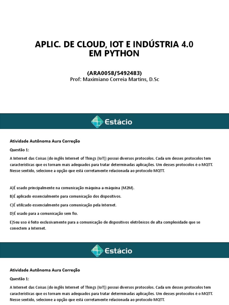 Aula 4 Cloud Iot E Ind4 0 Pdf Arduino Transferência De Estado