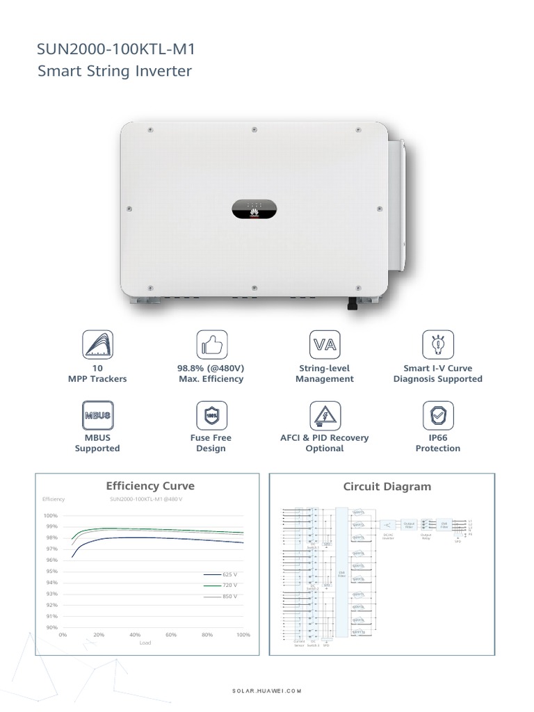 Datasheet SUN2000 100KTL M1 AFCI | PDF | Alternating Current | Electricity