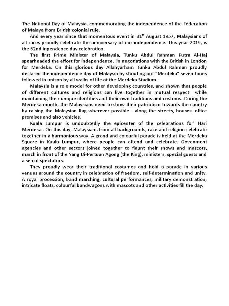 Text Pengucapan Awam Hari Merdeka | PDF