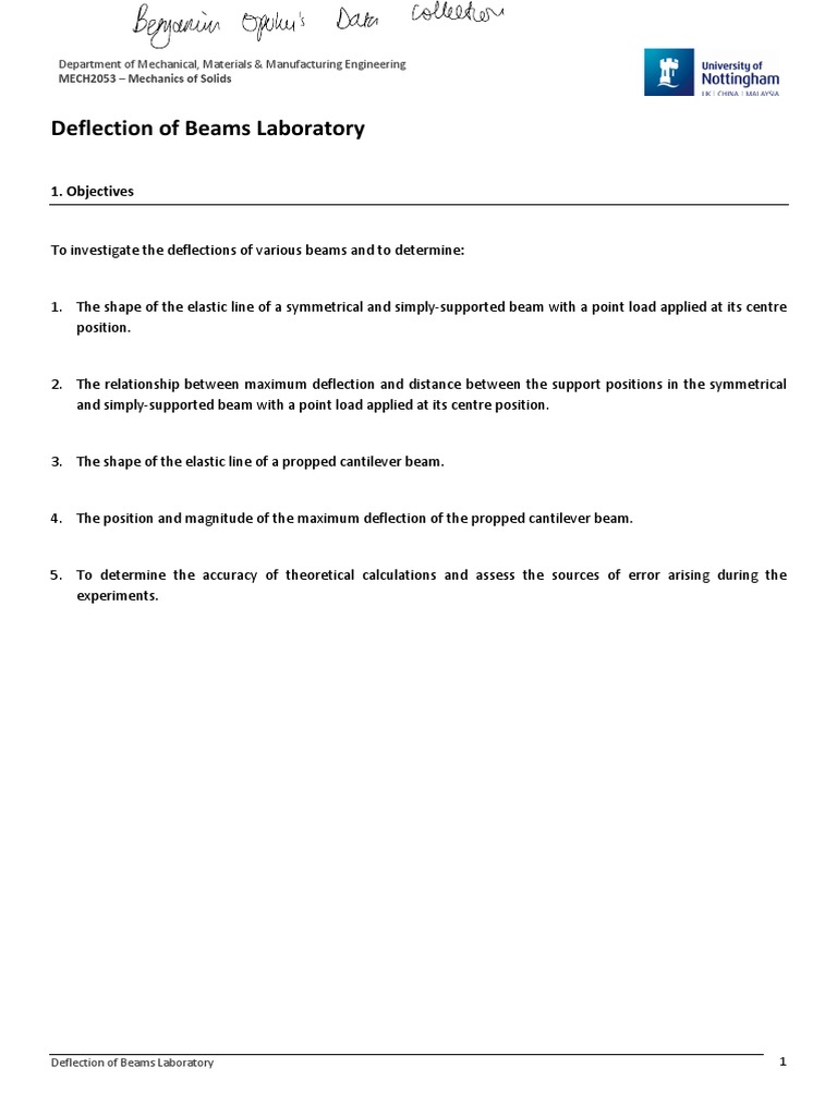 MMME2053-DefBeams Lab Sheet Data Collection | PDF | Beam (Structure ...
