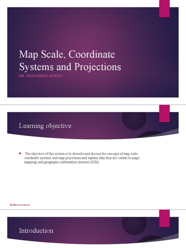 Map Scale, Coordinate Systems, Projections Lecture#3 | PDF | Latitude ...