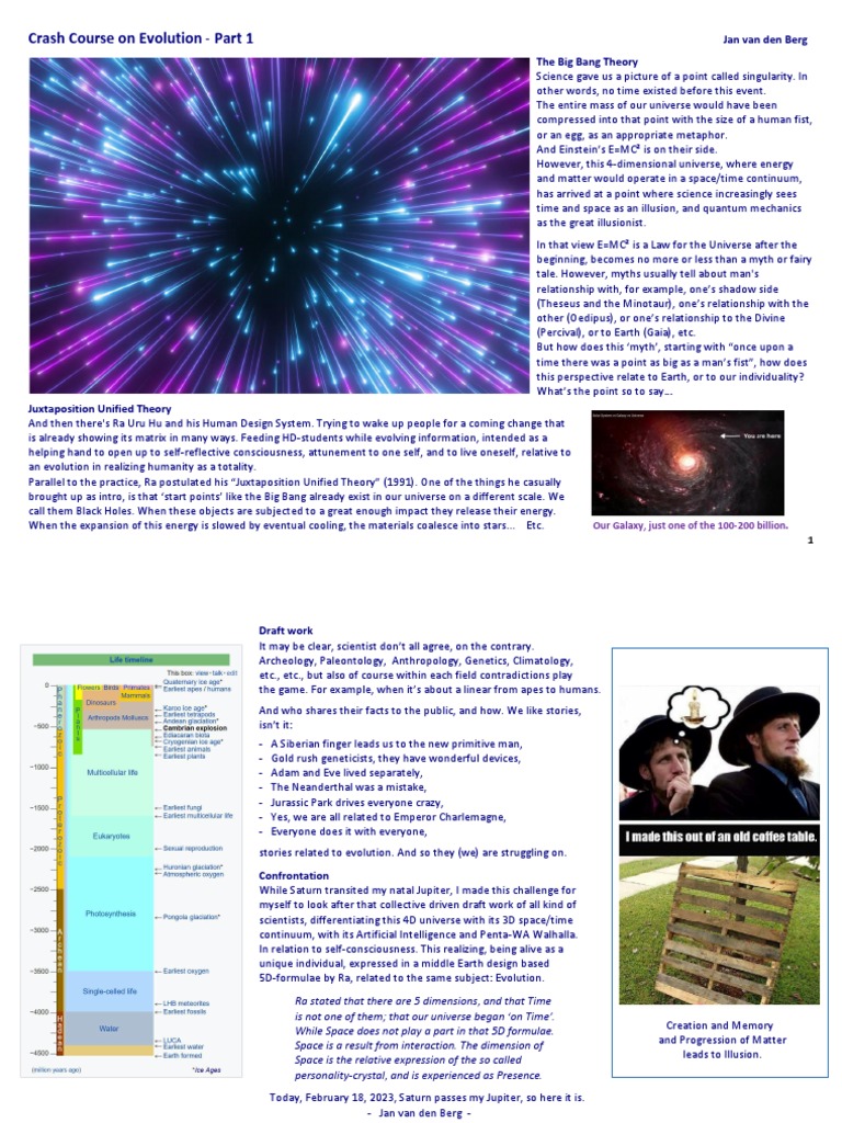 Crash Course On Evolution - Part 1: Jan Van Den Berg The Big Bang ...