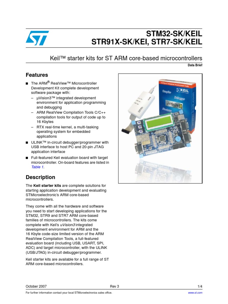 Stm32-Sk/Keil Str91X-Sk/Kei, Str7-Sk/Keil: Keil™ Starter Kits For ST ARM Core-Based ...