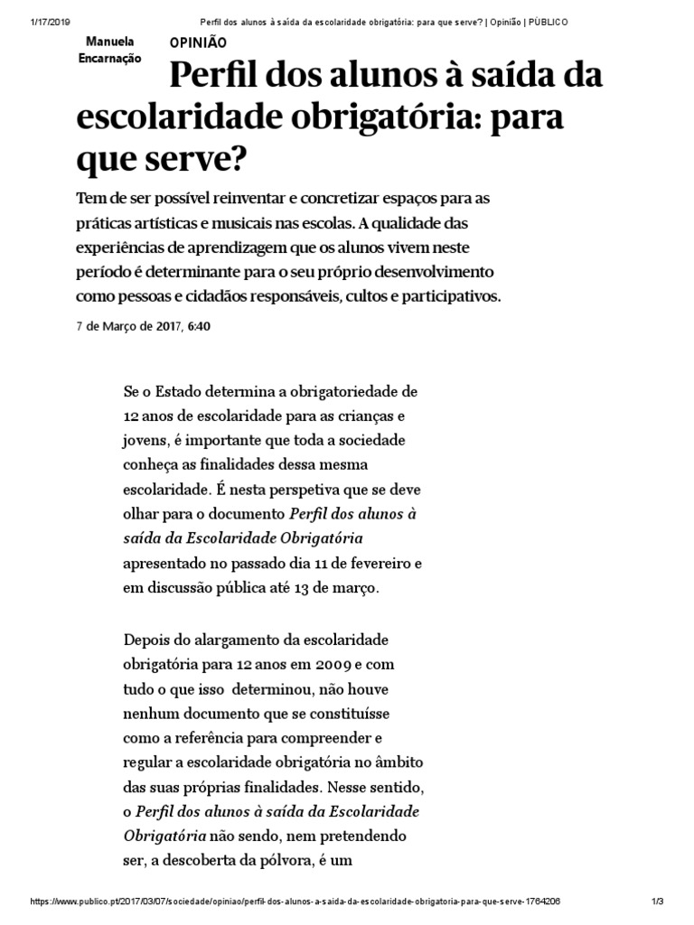 O Perfil dos Alunos à Saída da Escolaridade Obrigatória: Uma Ferramenta ...