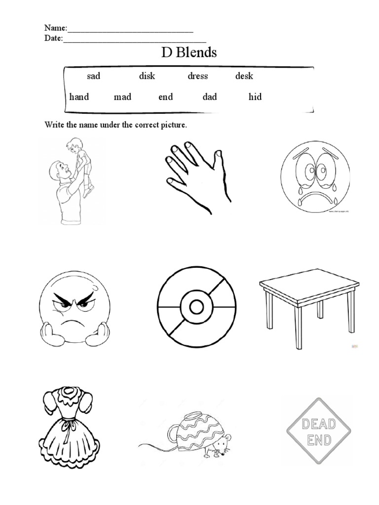 Unit 4 D Blends Worksheet | PDF