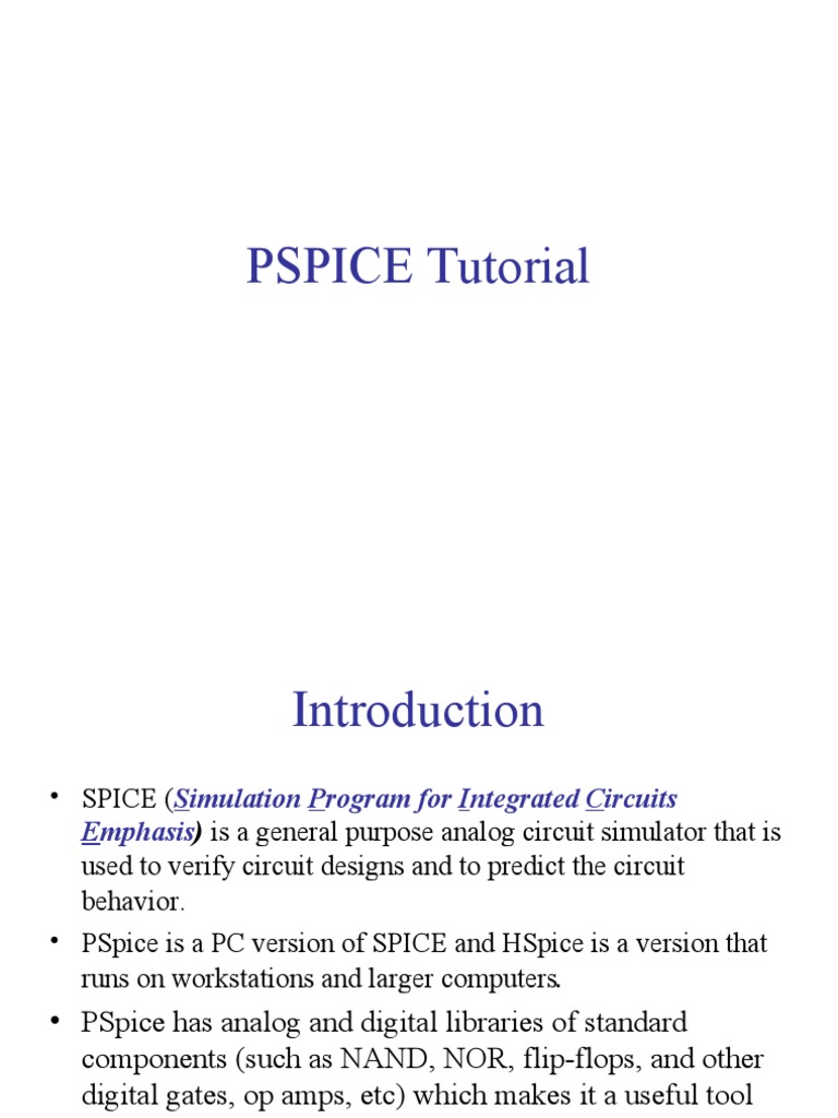 PSPICE Tutorial | PDF | Electrical Network | Spice