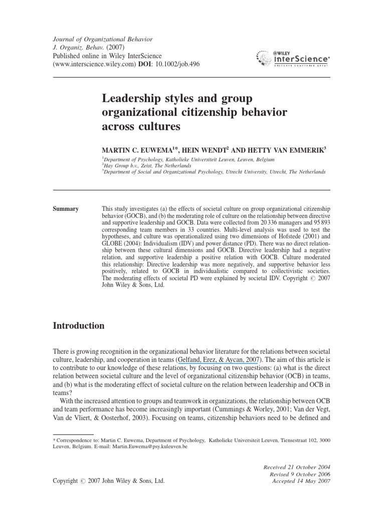 Leadership Styles and Group Organization | PDF | Leadership ...
