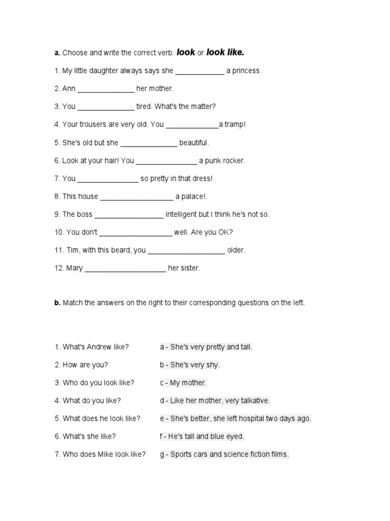 Look-Look Like Activity | PDF