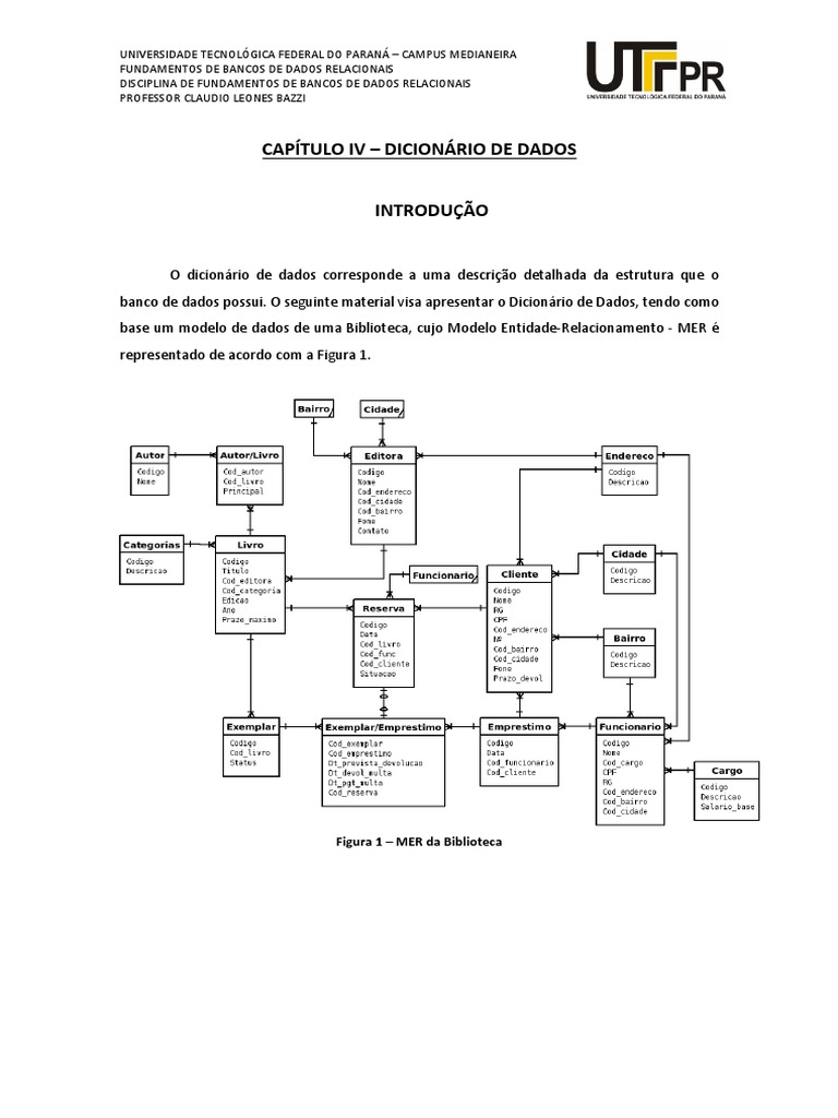 Capítulo IV - Dicion+írio de Dados | PDF | Base de dados relacional ...
