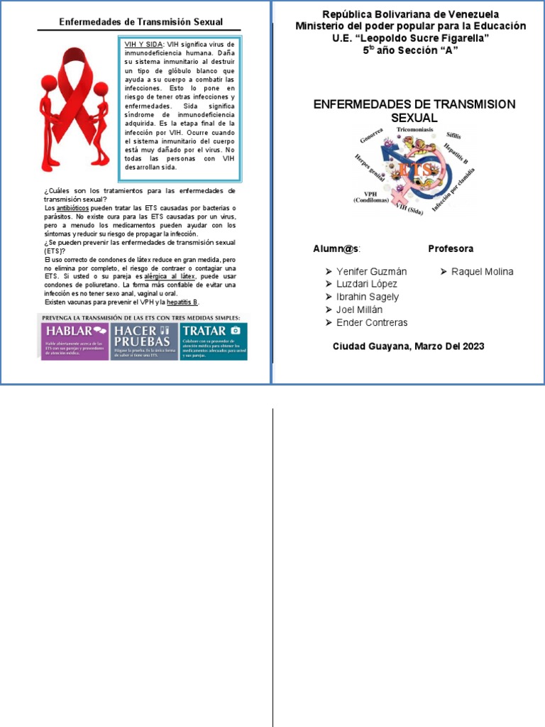 Diptico ETS | PDF | Infección transmitida sexualmente | VIH / SIDA