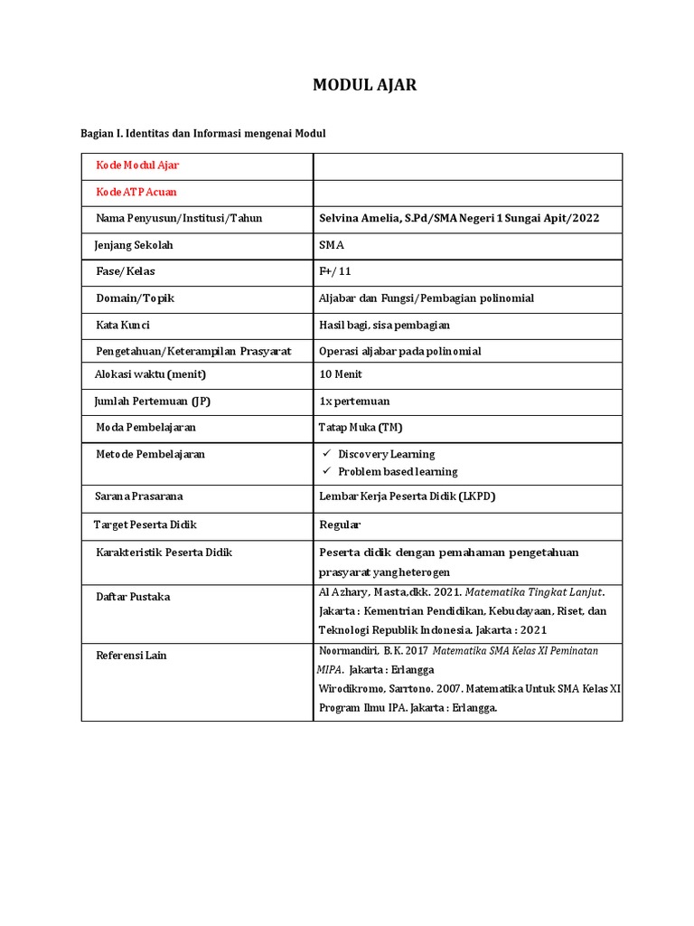 Kode Modul Ajar Kode ATP Acuan | PDF | Seni & Disiplin Bahasa