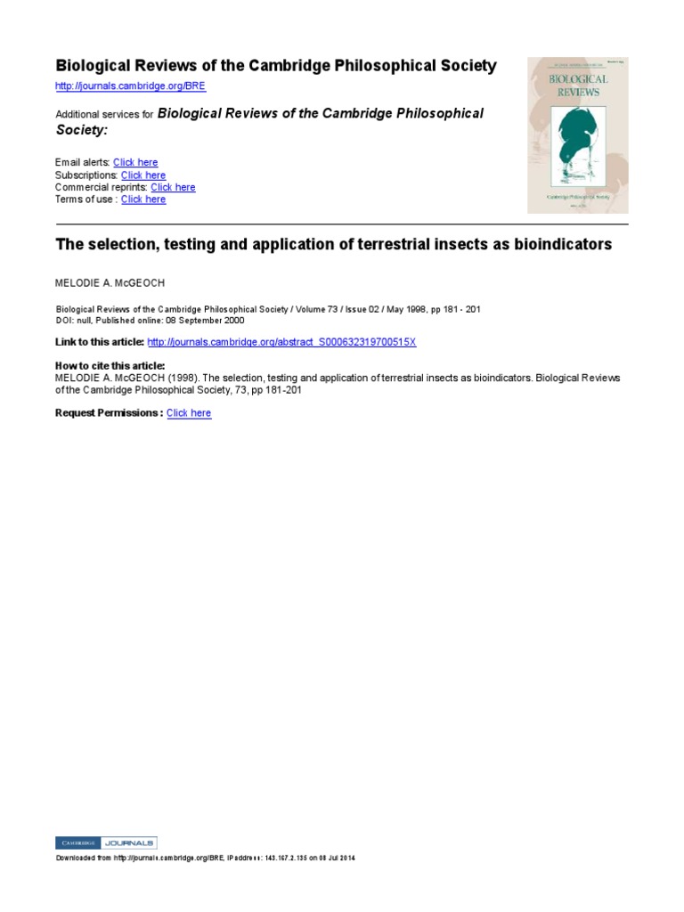 Terrestrial Insects as Bioindicators | PDF | Biodiversity ...