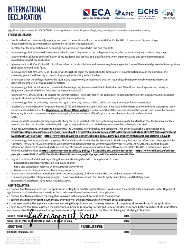 Student Declaration | Download Free PDF | Privacy | Government