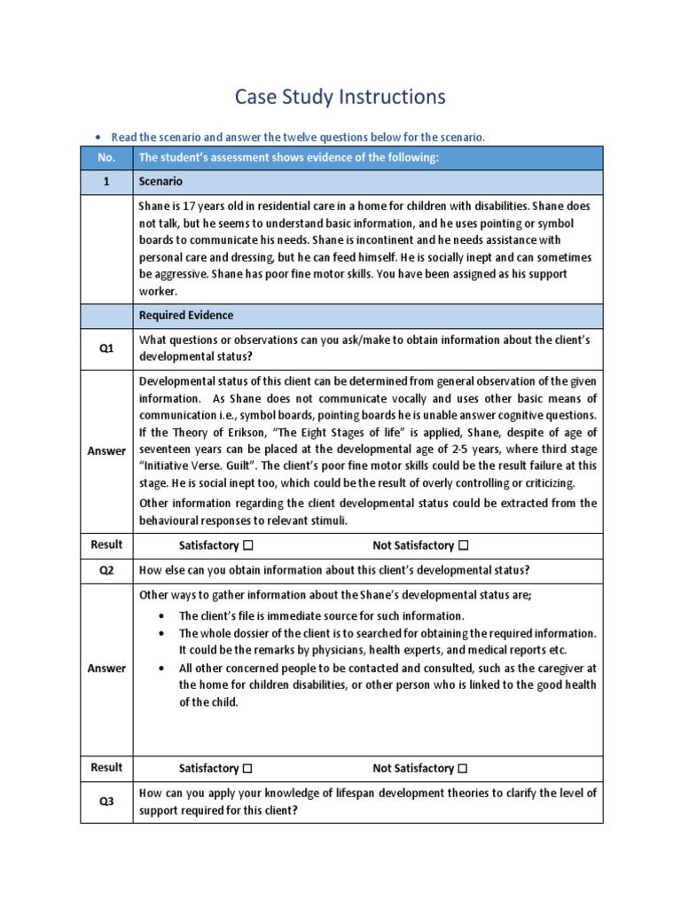 Case Study Instructions | PDF | Child Neglect | Psychological Concepts