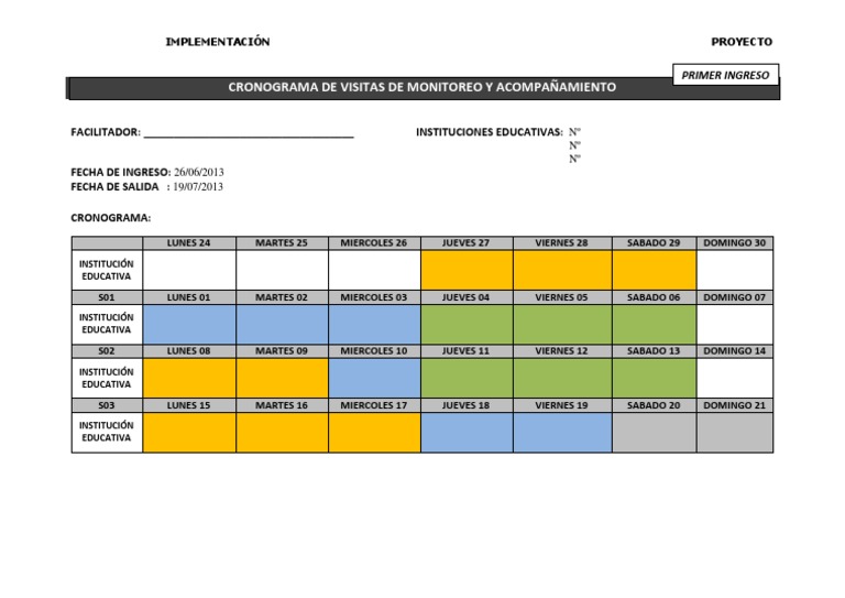 Cronograma de Visitas a Las i.e. | PDF