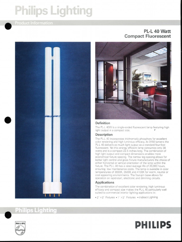 PL-L 40W Compact Fluorescent Lamp | PDF | Electrical Equipment ...