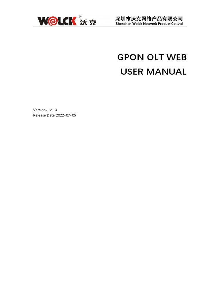 GPON OLT User Guide | PDF | Port (Computer Networking) | Computer Network