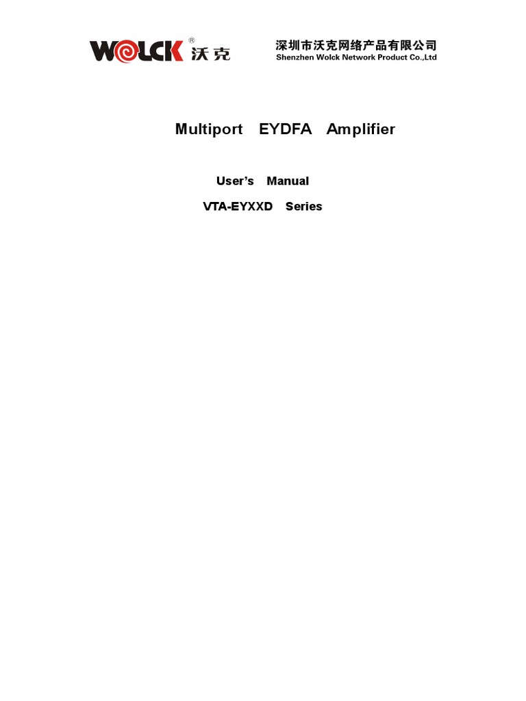 WOLCK EYDFA With WDM-Datasheet & Manual | PDF | Optical Fiber | Optics