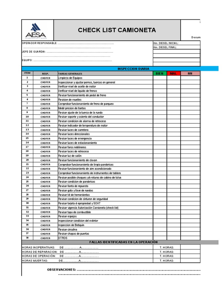 Arm-01-770-807-Reg-0007 Check List Omnibus | Descargar gratis PDF ...