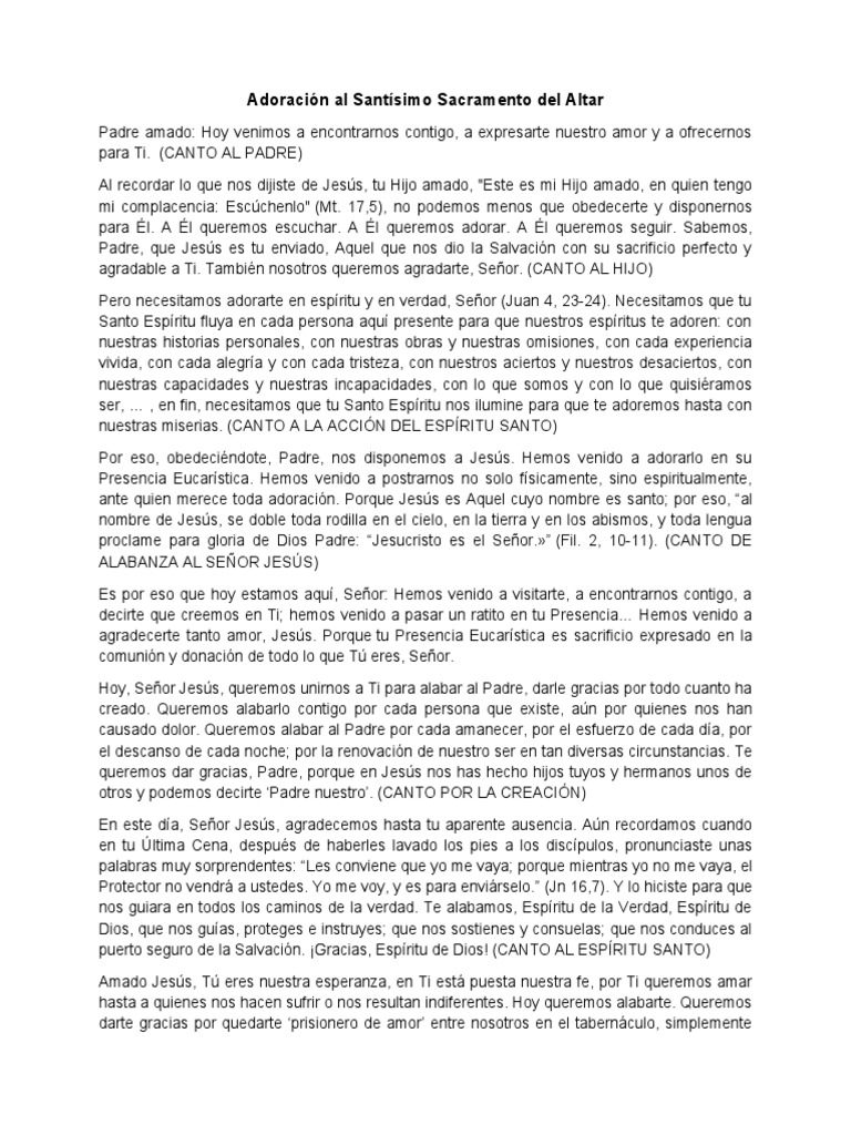 Adoración Al Santísimo Sacramento Del Altar | PDF | eucaristía | Cristo ...