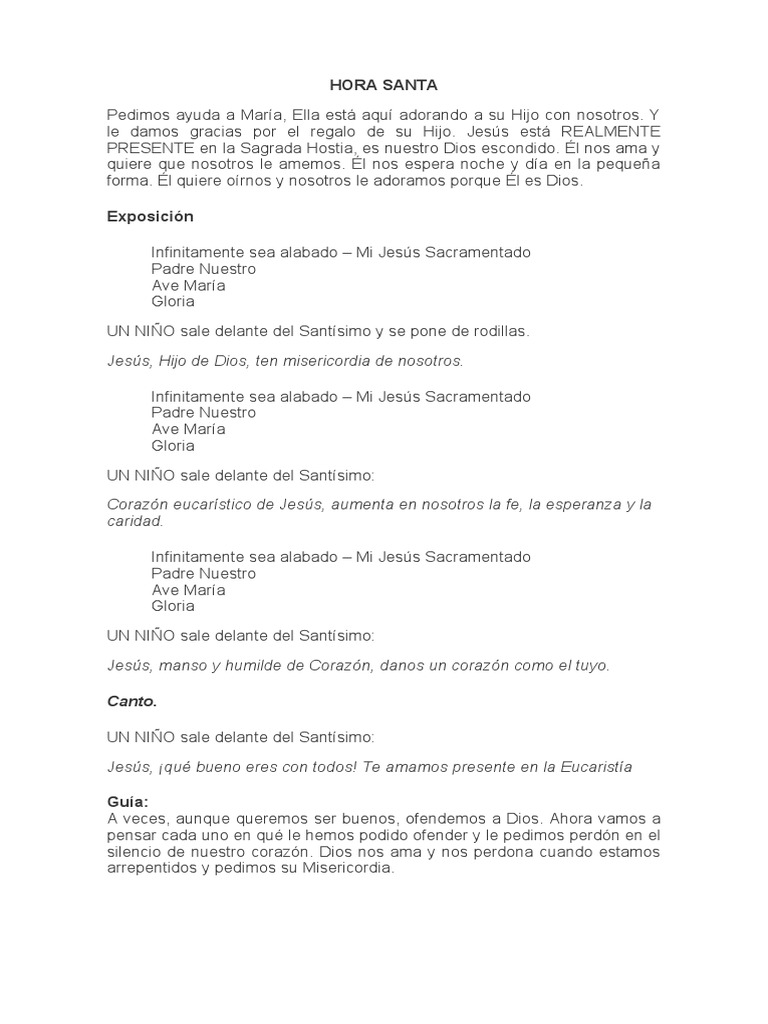 Hora Santa | PDF | eucaristía | Adoración Cristiana Y Liturgia
