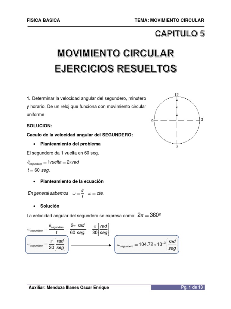 CAP. 5 EJERCICIOS RESUELTOS-MOVIMIENTO CIRCULAR (1) | PDF | Reloj | Aceleración