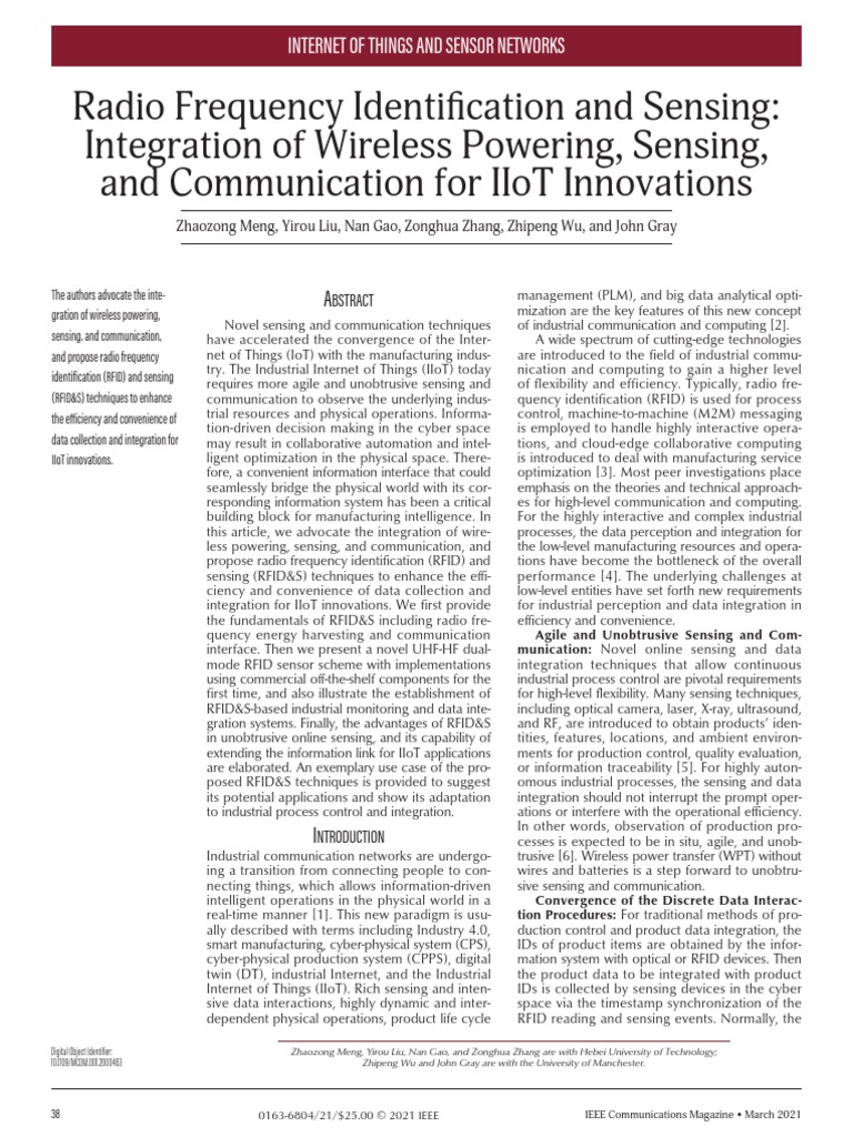 Radio Frequency Identification and Sensing Integration of Wireless ...