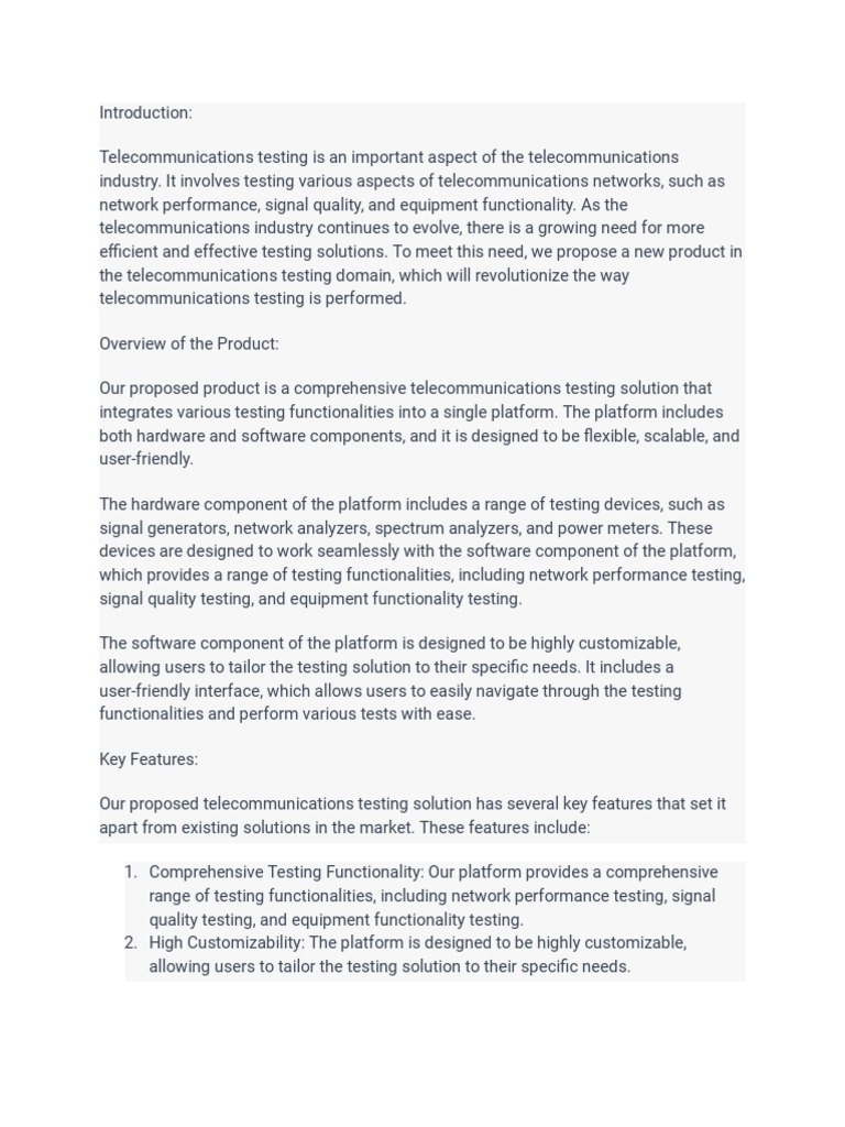 Telecom Testing Pdf Usability Computer Network
