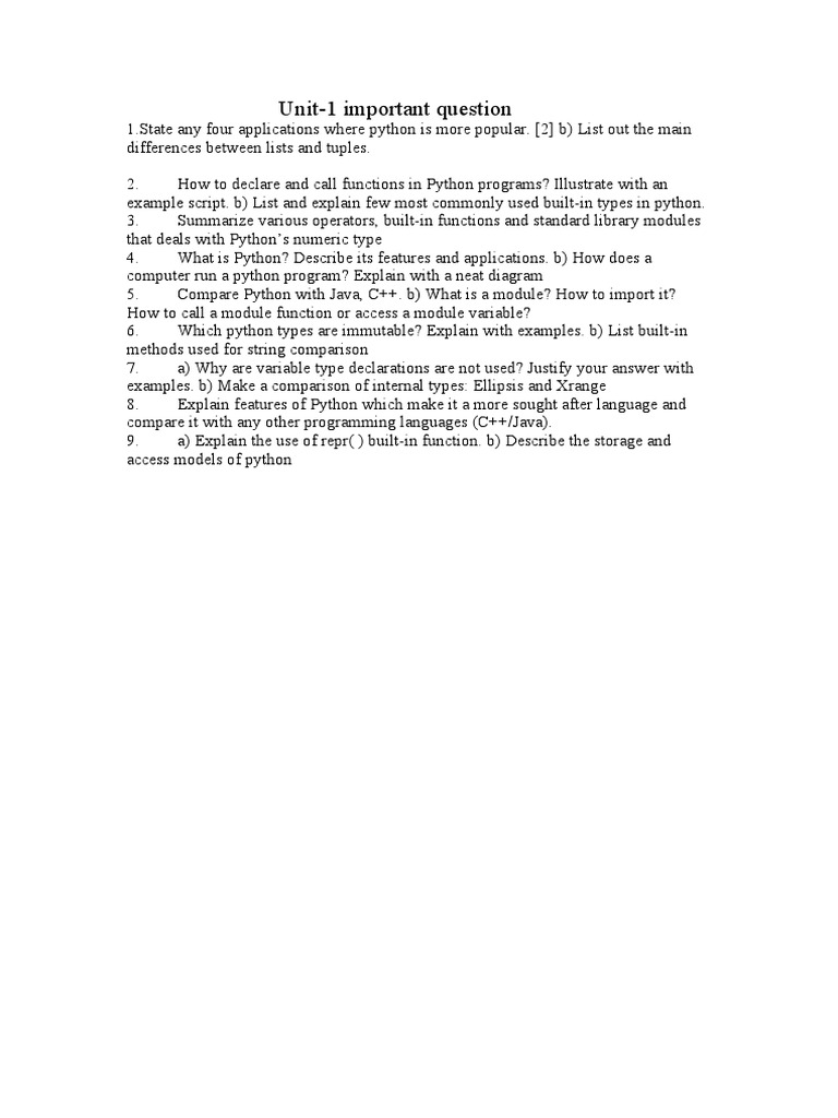 Unit-1 Important Question | PDF