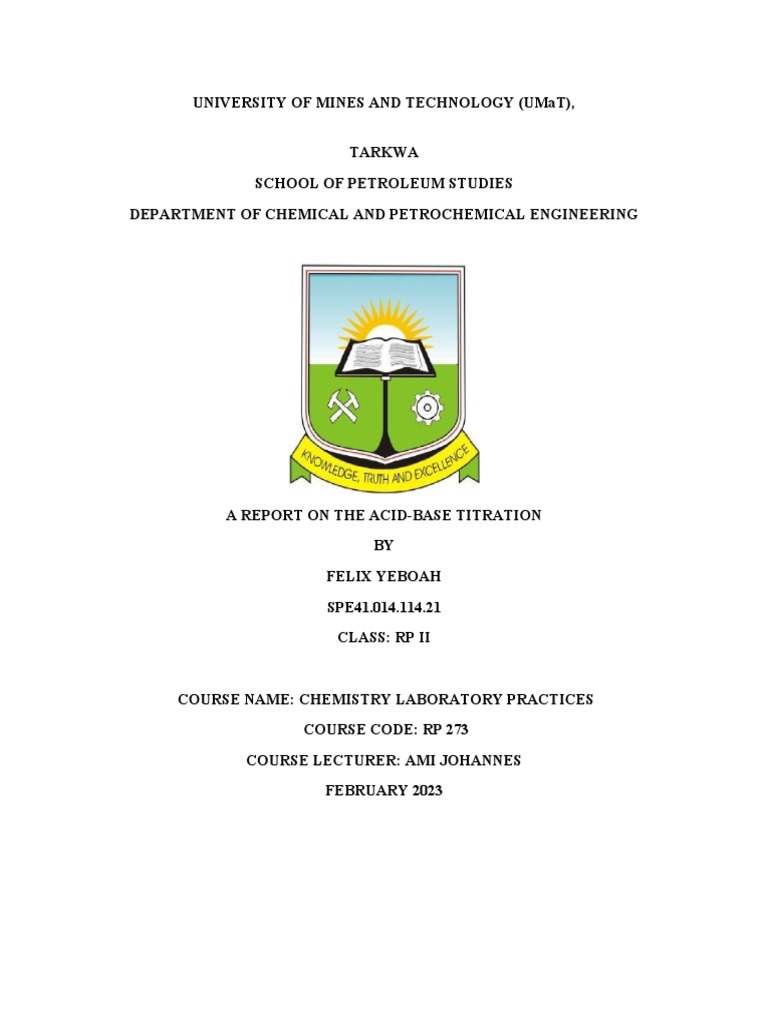 Acid Base Titration Lab Report | PDF