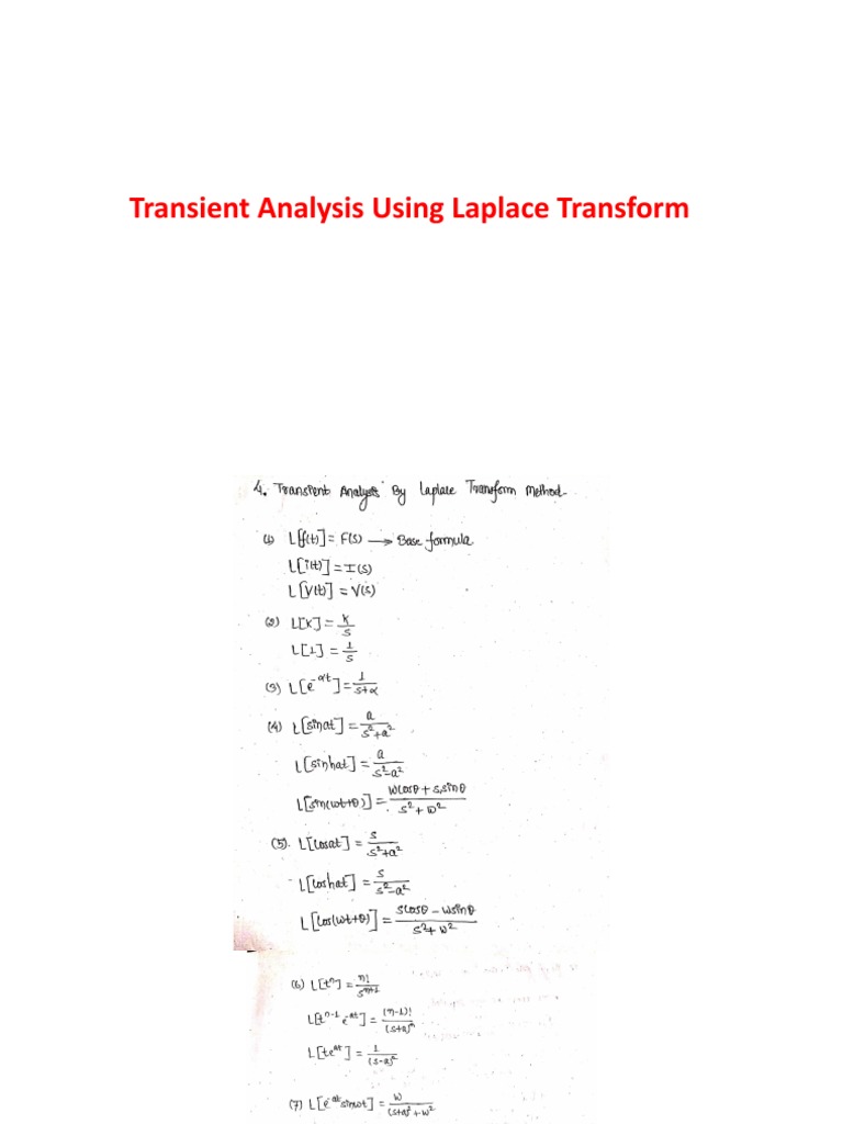 Transient Analysis Using Laplace Transform | PDF | Science & Mathematics