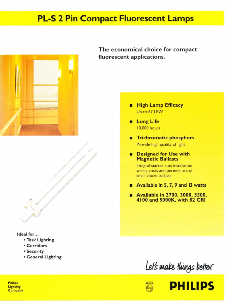 Philips PLS 2-Pin Compact Fluorescent Lamps Bulletin 11-97 | Download ...