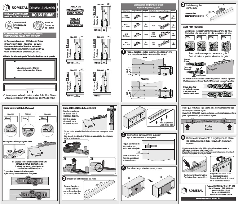 65 Prime: Tabla de Espacios Entre Puertas /guía Flex | PDF