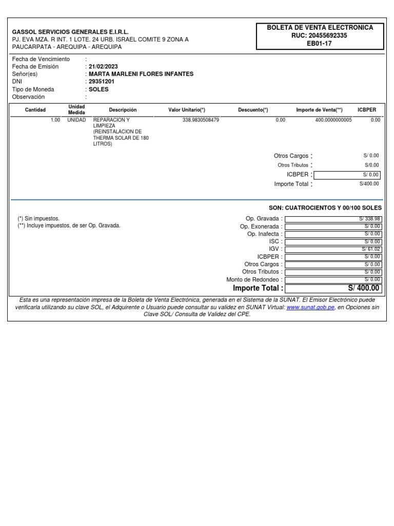 Gassol Servicios Generales E.I.R.L | PDF