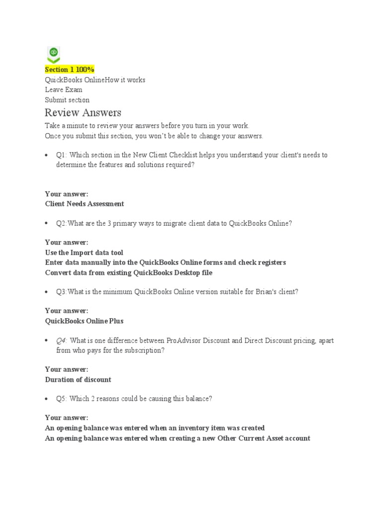 Review Answers: Your Answer | PDF | Quick Books | Credit Card