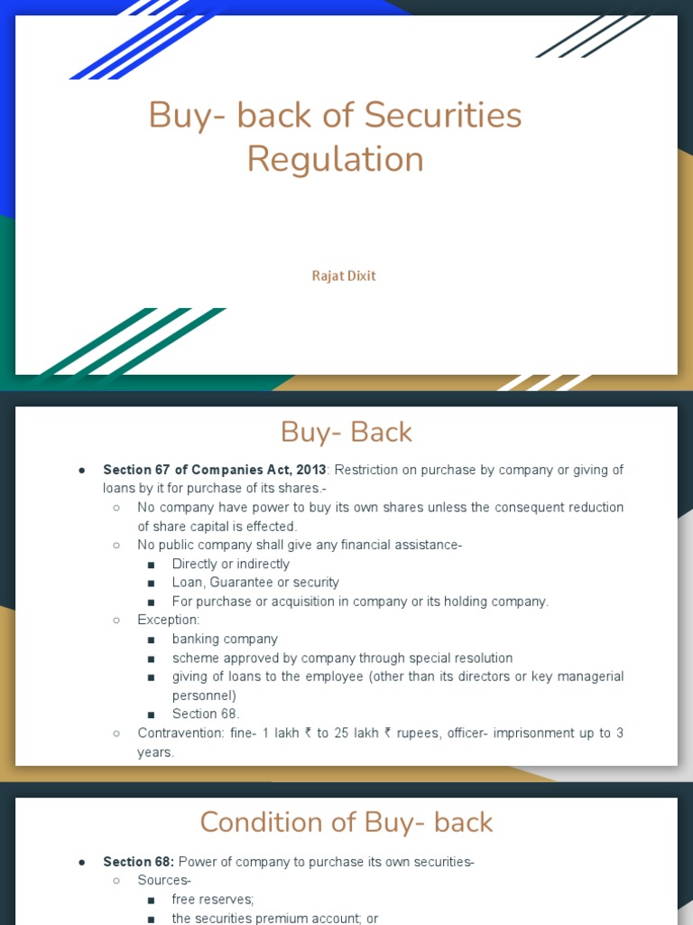 Buy-Back of Securities | PDF | Share Repurchase | Securities (Finance)