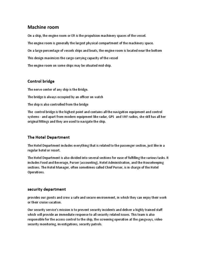 Parts of A Cruise Ship | PDF