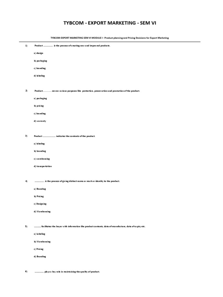 Tybcom - Export Marketing - Sem Vi | PDF | Sales | Letter Of Credit